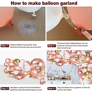 Rose Gold Balloons Garland Arch Kit, 96 Pack Birthday Party Decorations Supplies Set, Balloons w/ 2 Foil Fringe Curtains & 1 Sequin Table Runner, for Bridal, Baby Shower, Birthday, Graduation,