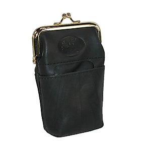 Buxton Women's Leather Framed Cigarette Case Wallet with Floral Emboss, Black