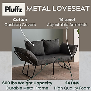 Pluffz Modern Folding Futon Sofa Bed Convertible Recliner Lounge for Living Room - Comfortable Sleeper Couch with Adjustable Armrests, Full Size Mattress, Ideal for Small Spaces, Offices and RVs
