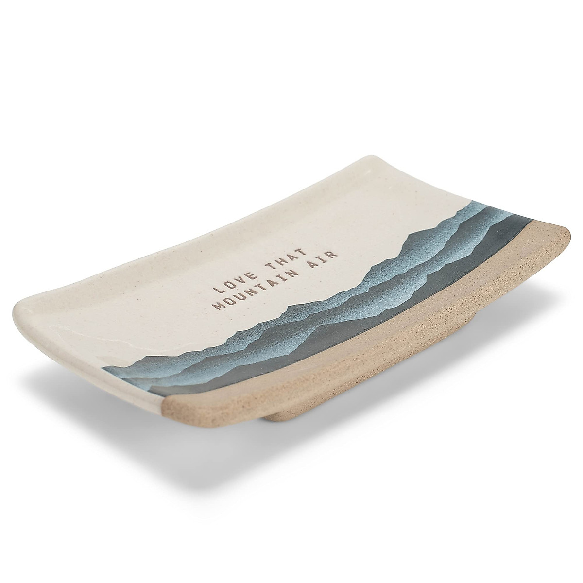Demdaco Love That Mountain Air Sky Blue 6 x 3.5 Stoneware Everyday Kitchen Rectangle Spoon Rest
