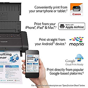 Canon Pixma TR150 Wireless Mobile Printer With Airprint And Cloud Compatible, Black (Renewed)