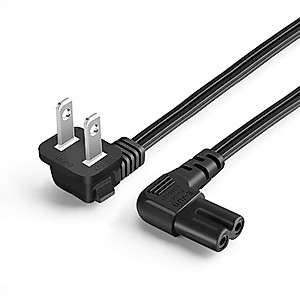 CableCreation 10 Feet 18 AWG Angled 2-Slot Non-Polarized Angle Power Cord for Samsung TV LG TCL Replacement (IEC320 C7 to Nema 1-15P), 3M