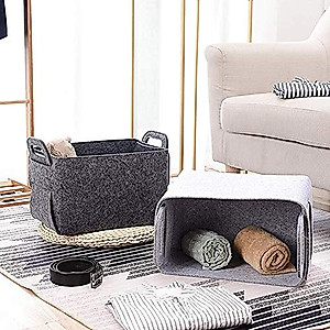 Household Boxes Laundry Felt Storage Basket Organiser Container, Foldable Book Box Toys Organise Container(Light Grey Small)