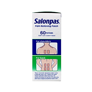 Salonpas Pain Relieving Patch, Extra Strength Topical Analgesic, 60 Ct (Pack of 2)