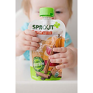 Sprout Organic Baby Food Pouches Stage 3 Plant Powered Protein, Pumpkin Apple Red Lentil w/ Cinnamon, 4 Oz (Pack of 12)
