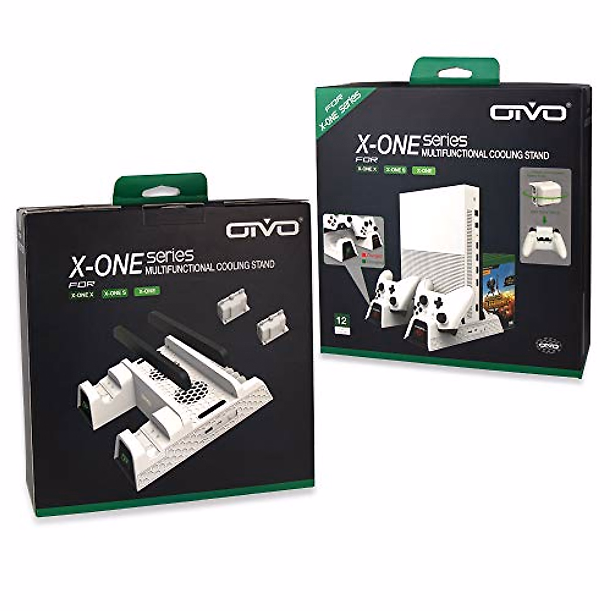 OIVO Vertical Cooling Stand Compatible with Xbox ONE X/Xbox ONE S/Regular Xbox ONE, Cooler Cooling Fan with 2PACK 600mAh Batteries, Games Storage, Dual Controller Charging Dock Station (X0011-White)