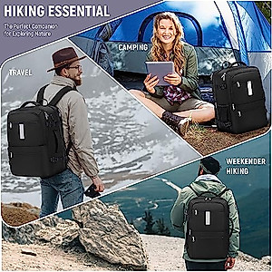 DWQOO Extra Large Travel Backpack For Men and Women,As Personal Item Flight Approved Carry On Backpack,TSA Friendly 17.3inch Laptop Backpack,Black