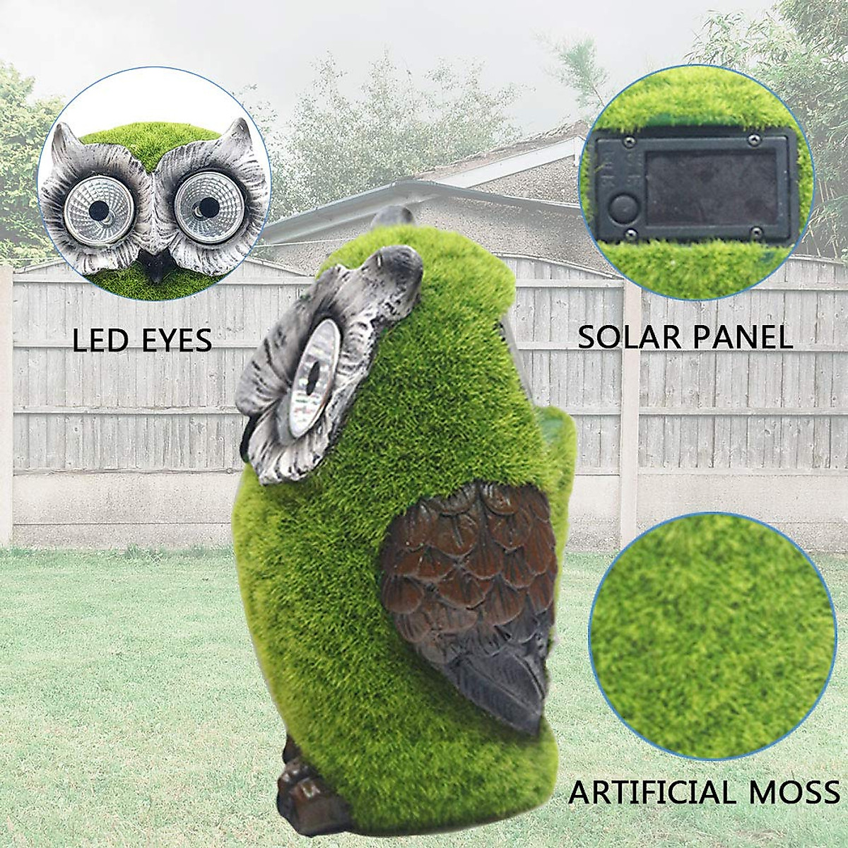 YOOLOOKY Solar Garden Lights Outdoor Owl Figurine with Luminous Eyes, Waterproof Garden Decorative Light for Courtyard Patio Pathway Lawn