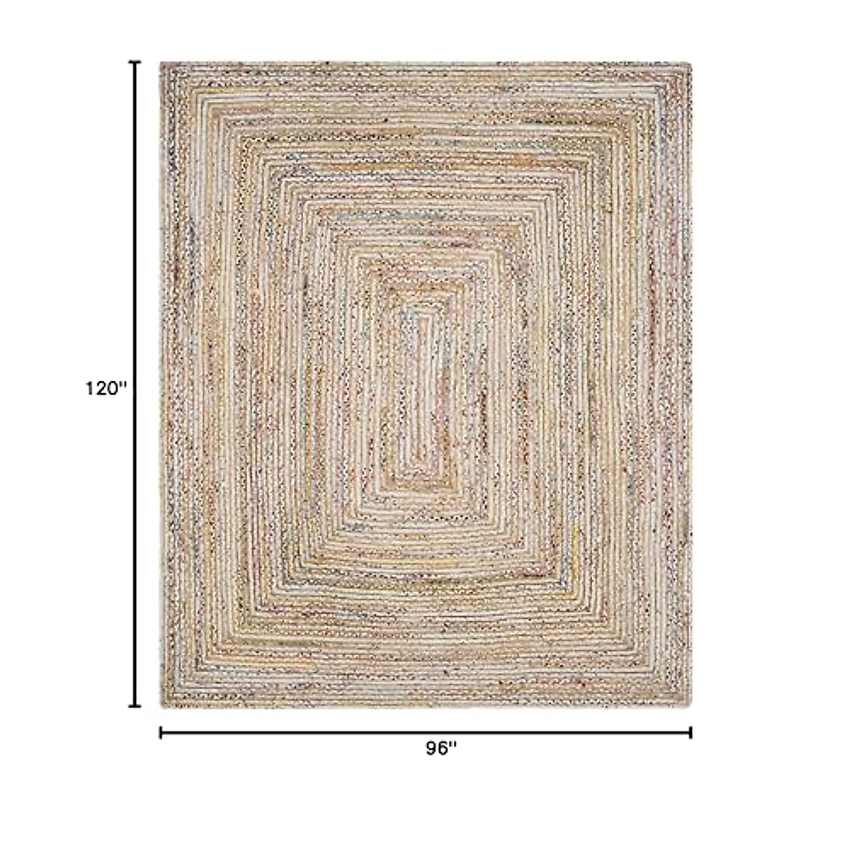 SAFAVIEH Cape Cod Collection Area Rug - 8' x 10', Beige & Multi, Handmade Boho Braided Jute & Cotton, Ideal for High Traffic Areas in Living Room, Bedroom (CAP202B)