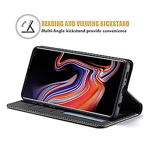 EYZUTAK Premium PU Leather Flip Folio Case for Samsung Galaxy S8, Protective Case with Kickstand Card Slot Magnetic Closure Shockproof Wallet Cover for Samsung Galaxy S8 - Black