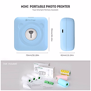 Buyounger Mini Printer, Mini Sticker Printer for iPhone Android Phone, Pocket Printer for Photo Picture Home Office Label Notes QR Code (Blue)