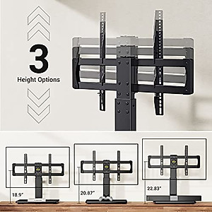 AM alphamount Swivel Universal TV Stand for 32-80 Inch LED/LCD/OLED TVs Tabletop TV Base Holds up to 99lbs Height Adjustable TV Mount with Tempered Glass Base Max VESA 600X400mm- APTVS08