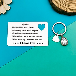 Boyfriend Metal Wallet Card Anniversary Wallet Insert Card for Men Valentines Day Gift for Boyfriend Husband Couple Gifts To My Man Engraved Card Wedding Christmas Birthday Engagement Gifts for Him