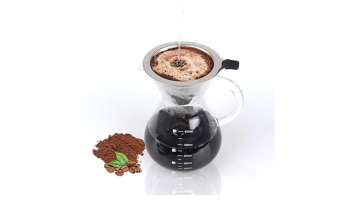 T-mark Pour Over Coffee Maker with Reusable Double-layer Stainless ...
