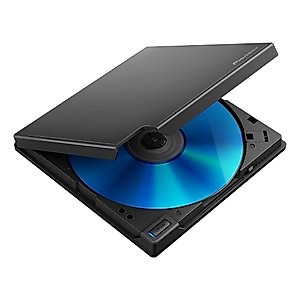 Pioneer External Blu-ray Drive BDR-XD08B USB 3.2 Gen1 (USB Type-C) / 2.0 Slim Portable BD/DVD/CD Writer Black