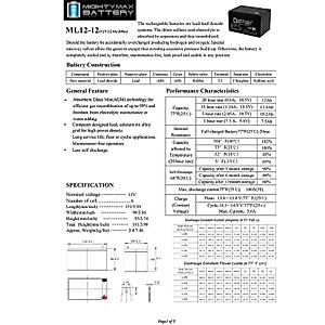 Mighty Max Battery ML12-12 - 12 Volt 12 AH SLA Battery F2 Terminal - Pack of 4