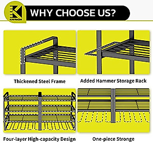 KAFAHOM Power Tool Organizer, 8 Drill Holder Wall Mount, 4 Layers Garage Tool Organizers and Tool Storage Rack, Heavy Duty Metal Tool Shelf with Screwdriver Holder/Plier Holder/Hammer Holder