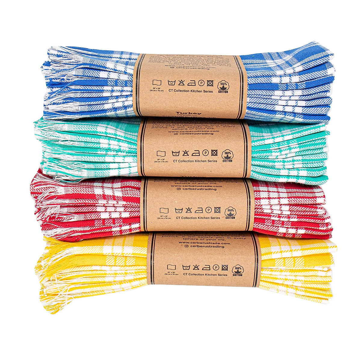 Cerberus Trade Dish and Kitchen Towels -0 Cotton Bar and Hand Towels, Absorbent for Dishes, Blue (Set of 4)