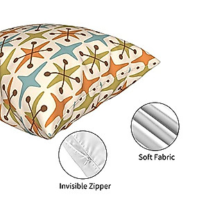Vazzio Throw Pillow Covers Set of 2, Mid Century Modern Abstract Star Pattern Decorative Pillow Cases Soft Cushion Covers for Home Sofa Couch Bed 18x18 Inches