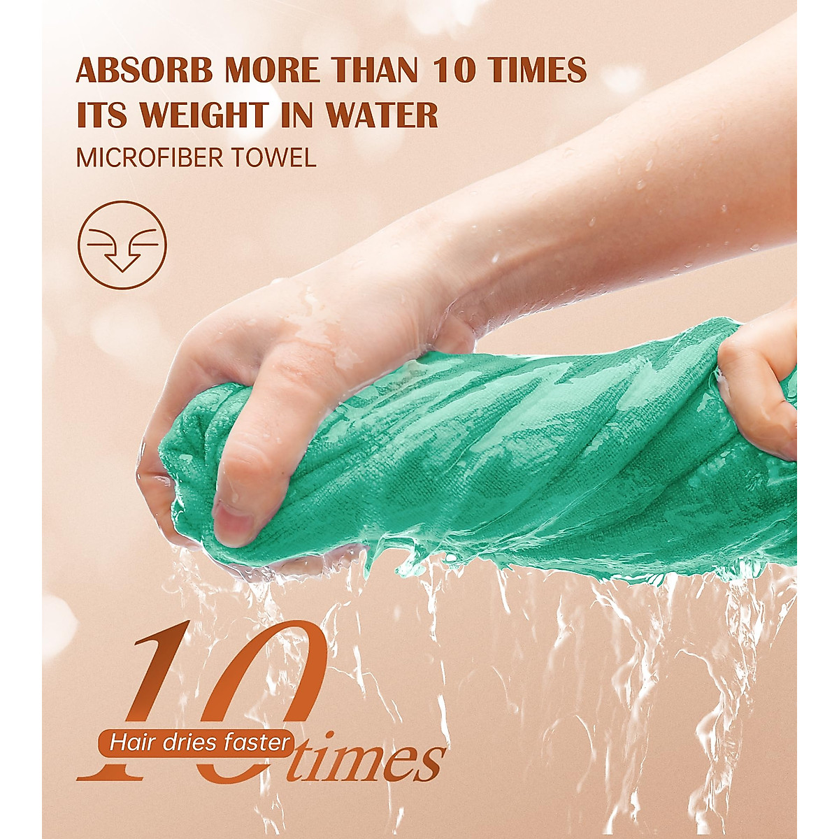 POPCHOSE Microfiber Hair Towel Wrap, Soft Ultra Absorbent Hair Turbans for Women, Fast Hair Drying Towels Lightweight, No Frizz Hair Wrap Towels for Women Wet Hair, Curly, Longer, Thicker Hair