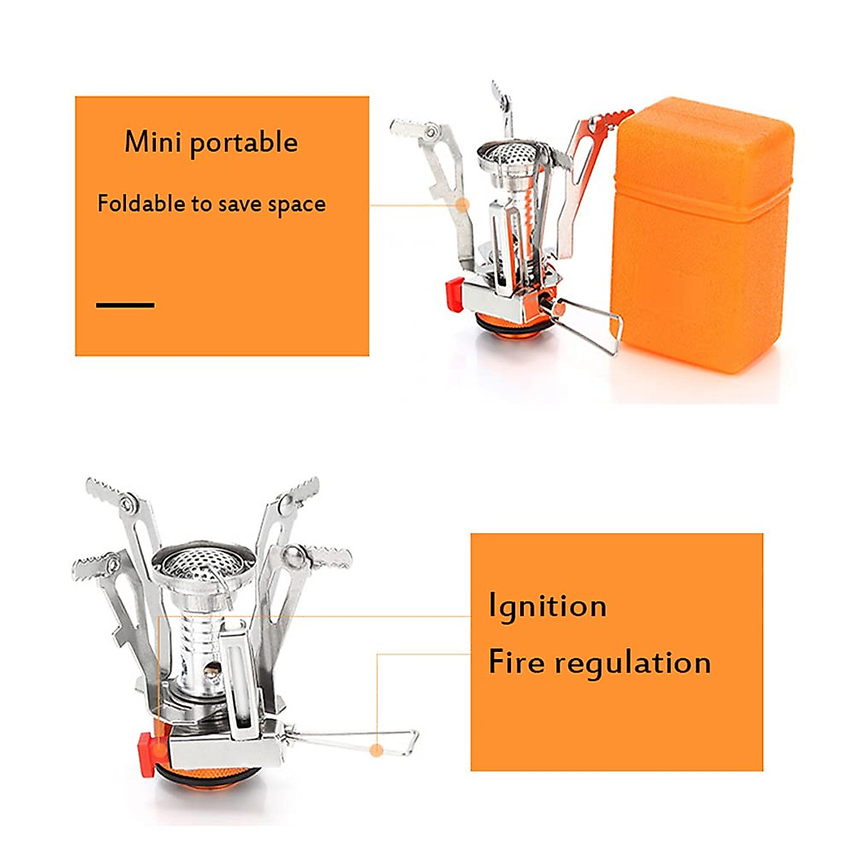 AOTU Portable Mini Camping Stoves Backpacking Stove with Piezo Ignition Miniature Portable Picnic Camping Stove for Outdoor Camping Hiking Cooking(0.25 lb Portable Ultralight Burner)