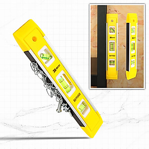 B BOSI TOOLS 9 Inch Magnetic Torpedo Level, Magnetic Box Level 45°/90°/180° Bubbles, Small Level Tool for Measuring