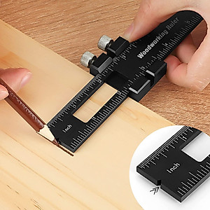 Woodworking Ruler Precision Pocket Rule - 12, 8, 6 Inch Metal Slide Stop Marking Ruler Metric Inch Measuring Wood Working Scribing Rulers Measure Tools - Engineers Woodwork Adjustable Sliding Ruler