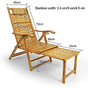 Sun Lounger Garden Chairs Balcony Recliner, Bamboo with Telescopic Foot Pedal Deck Chair Sun Lounger Outdoor Garden Patio Gravity Reclining Chair (Size, Bamboo 4.5cm),Bamboo 4.5cm