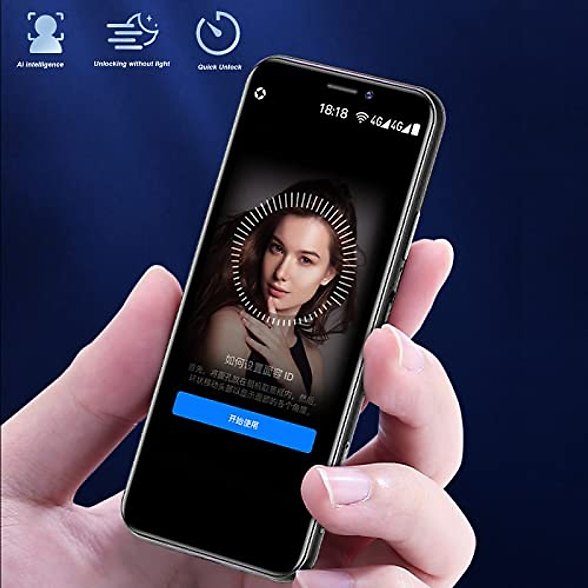 3.5in Mini Unlocked 4G Smartphone Small Old Mobile Phone Dual Cards Dual Standby for Cell Phone for Students, Endurance,Face Recognition,Fingerprint (Black)