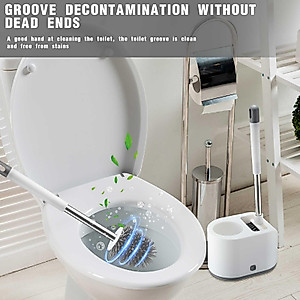 Tioncy 3-Piece Silicone Toilet Brush Set with Ventilated Holder, White