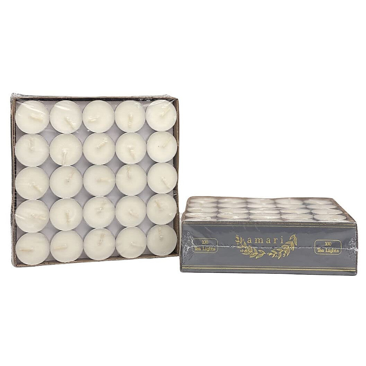 Amari 12g Tea Lights - 100 Pack Tea Light Unscented Candle - Lasts for 3-5 Hours (Yellow)