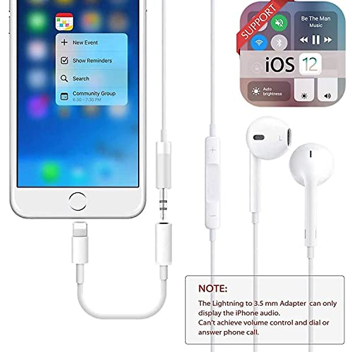 2 Pack [Apple MFi Certified] for iPhone 3.5mm Headphones Adapter, Lightning to 3.5 mm Headphone/Earphone Jack Audio Aux Adapter Dongle Compatible with iPhone 14 13 12 11 Pro XR XS Max X 8 7