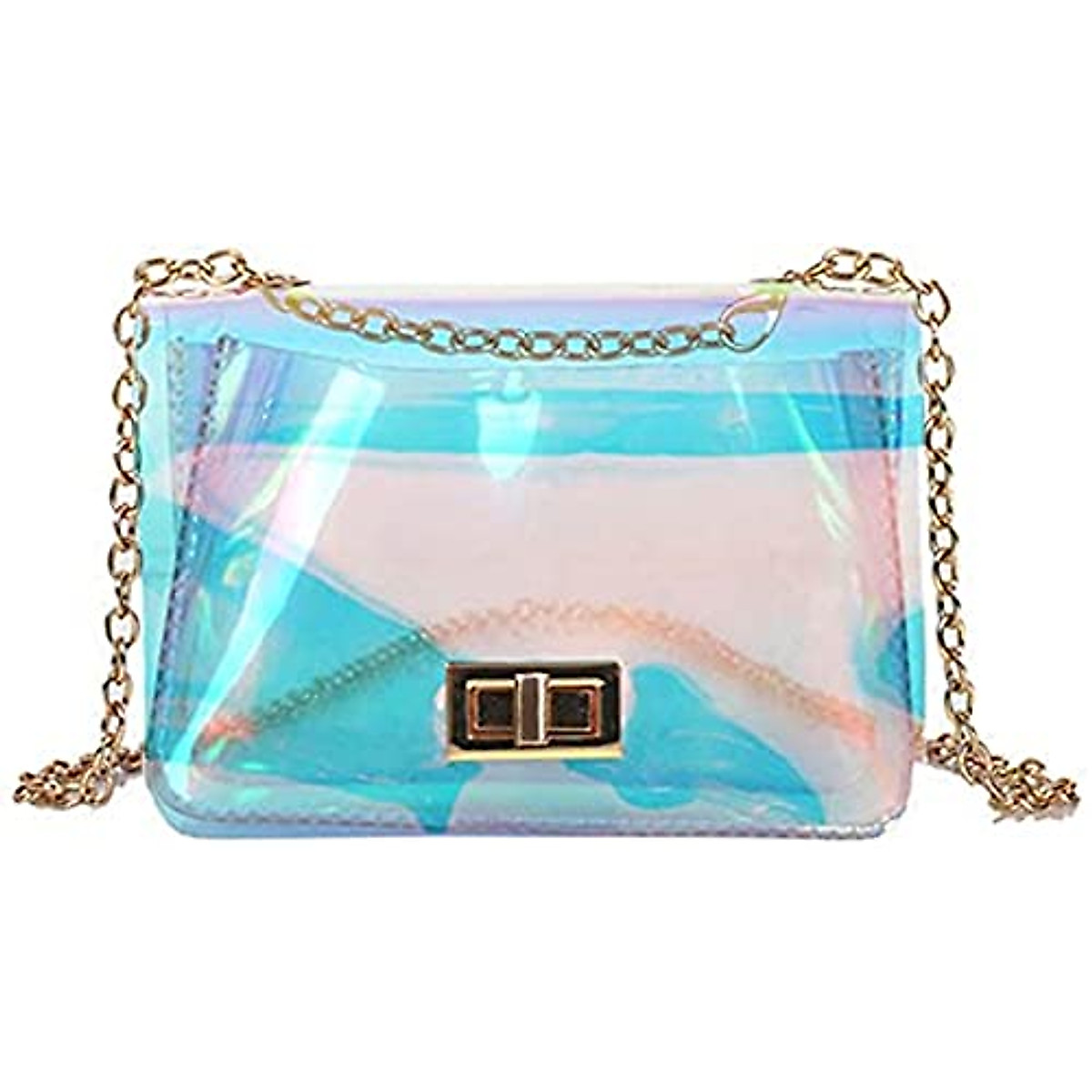 Mini Holographic Bag Evening Clutch Purses Clear Purse Iridescent Purse Shoulder Bag Handbags for Women and Girls