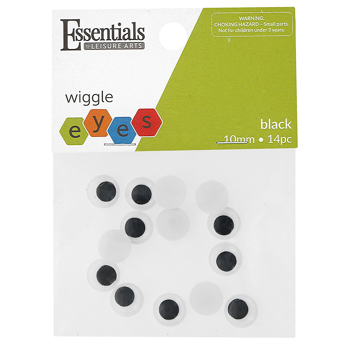 Essentials By Leisure Arts Eyes Paste On Moveable 10Mm Black 14Pc Googly Eyes, Google Eyes for Crafts, Big Googly for Crafts, Wiggle Eyes, Craft
