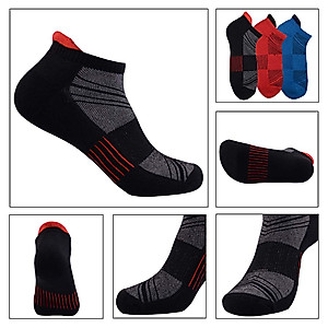 JOYNÉE Mens Ankle Low Cut Athletic Tab Socks for Men Sports Comfort Cushion Sock 6 Pack,Multicoloured,Sock Size 10-13