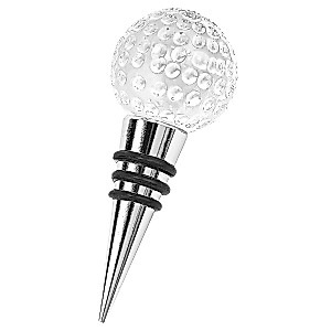 Badash Golf Ball Wine Bottle Stopper - 2" Long Mouth-Blown Lead-Free Clear Glass Stopper - Sparkling Wine Bottle Stopper for Liquor or Wine Glass Bottles