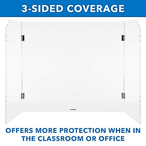 Mount-It! Acrylic Protective Sneeze Guard 27.6" x 19.7" x 25.6" | Foldable Clear Plexiglass Personal Protection Shield and Partition | Three Size Coverage