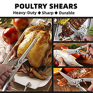 Heavy Duty Forged Poultry Shears,SinYe All PurPose Kitchen Shears with Magnetic Holder for Fridge,Pack of 2