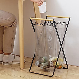 Trash Bag Holder, Portable Collapsible Sturdy Trash Bag Holder, Outdoor Leaf Bag Stand, Widely Used in Bedroom, Kitchen, Barbecue, Picnic(Black)