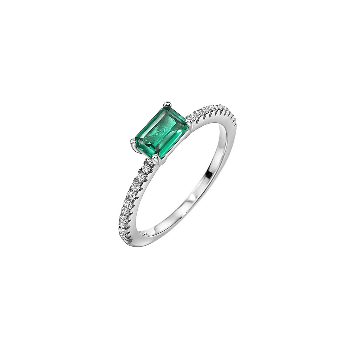 Michooyel S925 4x6mm Lab-created Emerald Engagement Ring Sterling Silver Ring Cubic Zirconia Fine Jewelry For Women