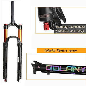 Jejy Tapered Tube Suspension Front Fork 26" 27.5" 29" Mountain Bike Accessories Air Forks Manual Lockout/Remote Lockout Magnesium Alloy (Color : Black Manual Lockout, Size : 26)