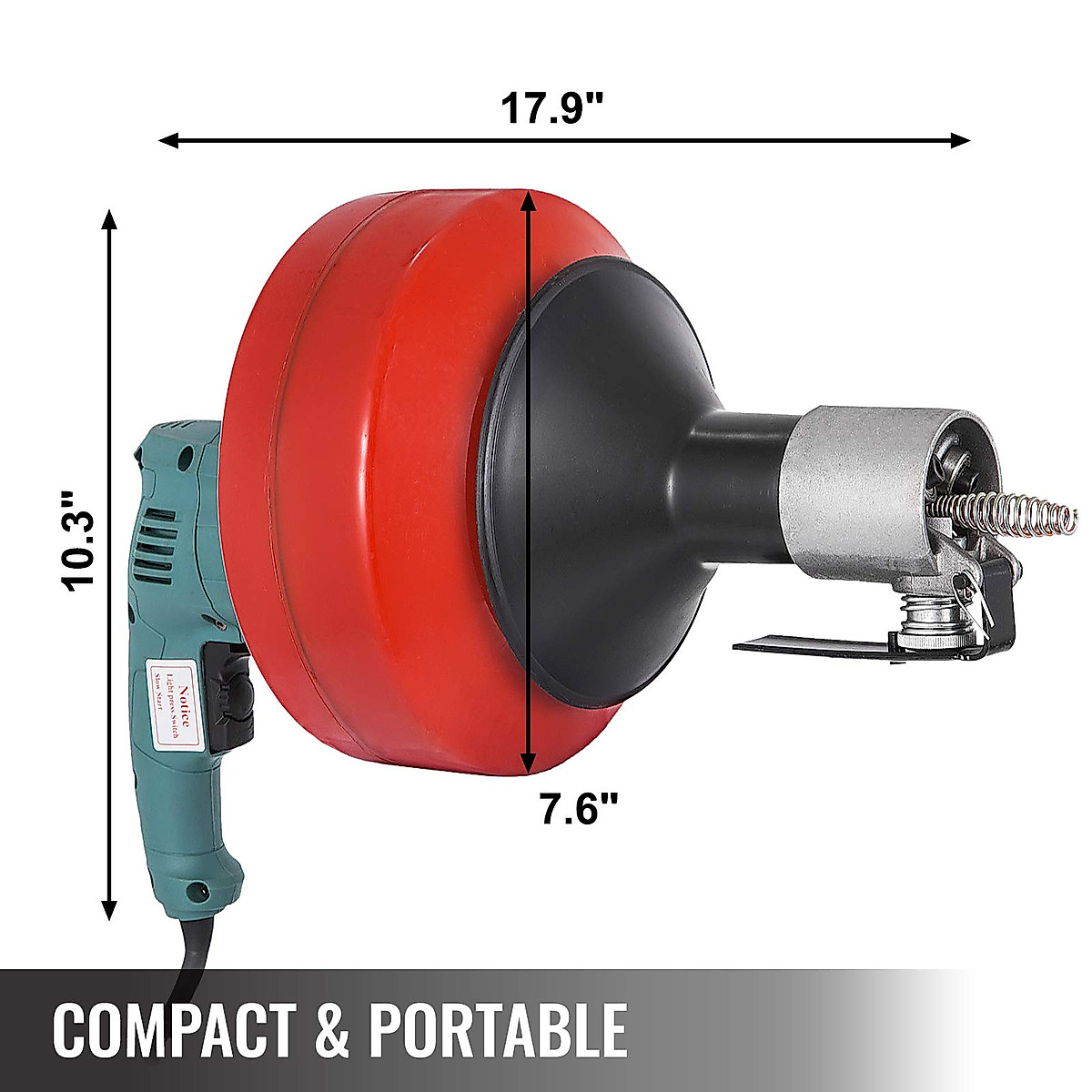 VEVOR 26FTx1/3Inch Electric Drain Auger, Plumbing Snake Drain Clog Remover Tools, Drain Cleaner Machine for Toilet, Sewer, Bathroom, Sink and Shower