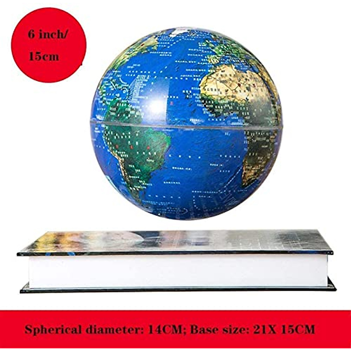 Floating Globe with Book Base Magnetic Levitation Floating Earth Globe World Map for Home Office Desk Decoration Ornament,D World Globe (A) (A)