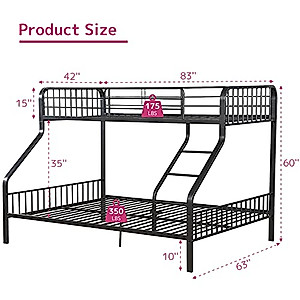 ACME FURNITURE Caius Twin XL/Queen Bunk Bed - 37605 - Gunmetal.