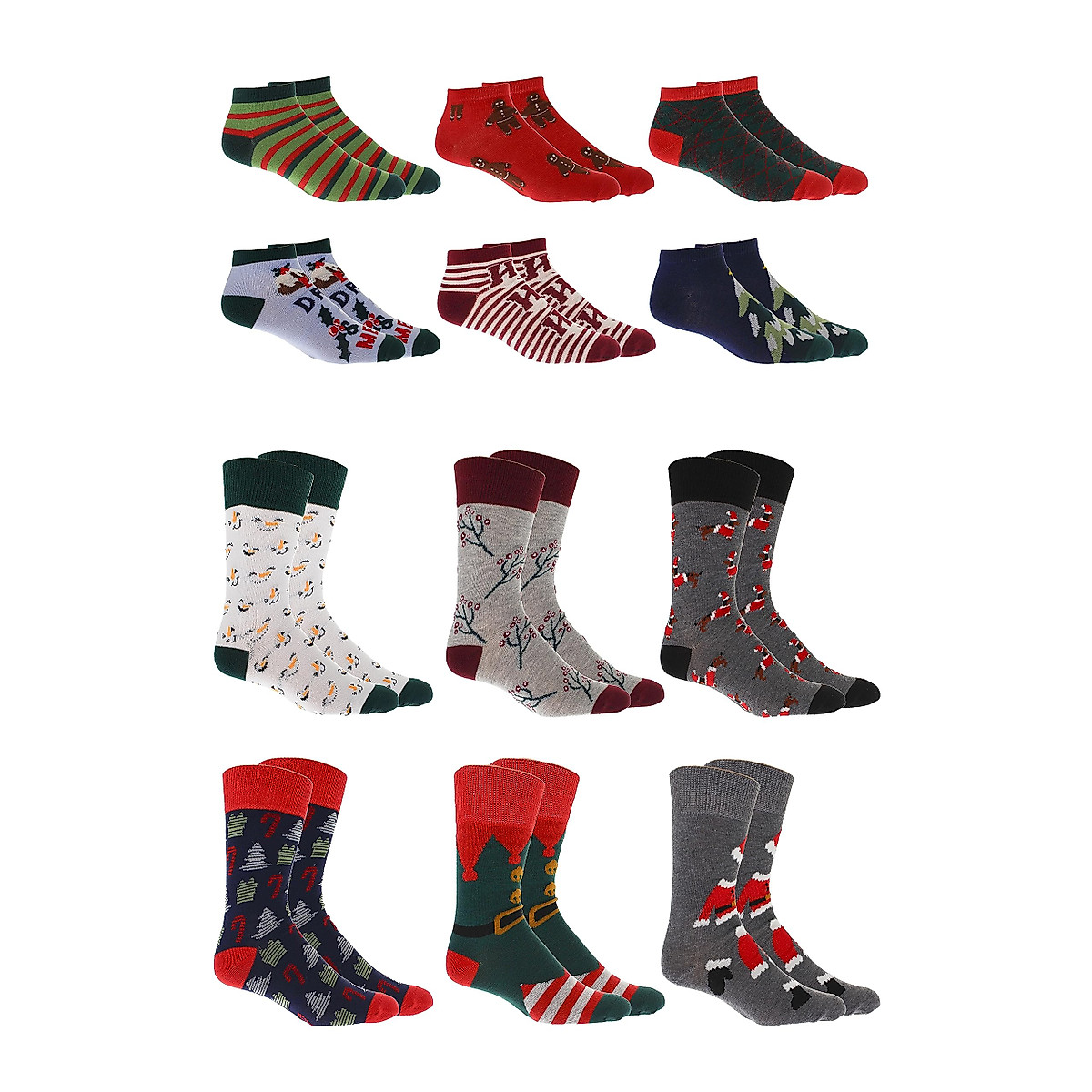 Gertex Men's 12 Days of Socks Holiday Christmas Advent Calendar Gift Box