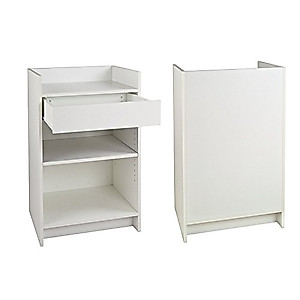 Only Garment Racks #9035W White Register Stand, 24" Length x 20" Depth x 38" Height with Drawer