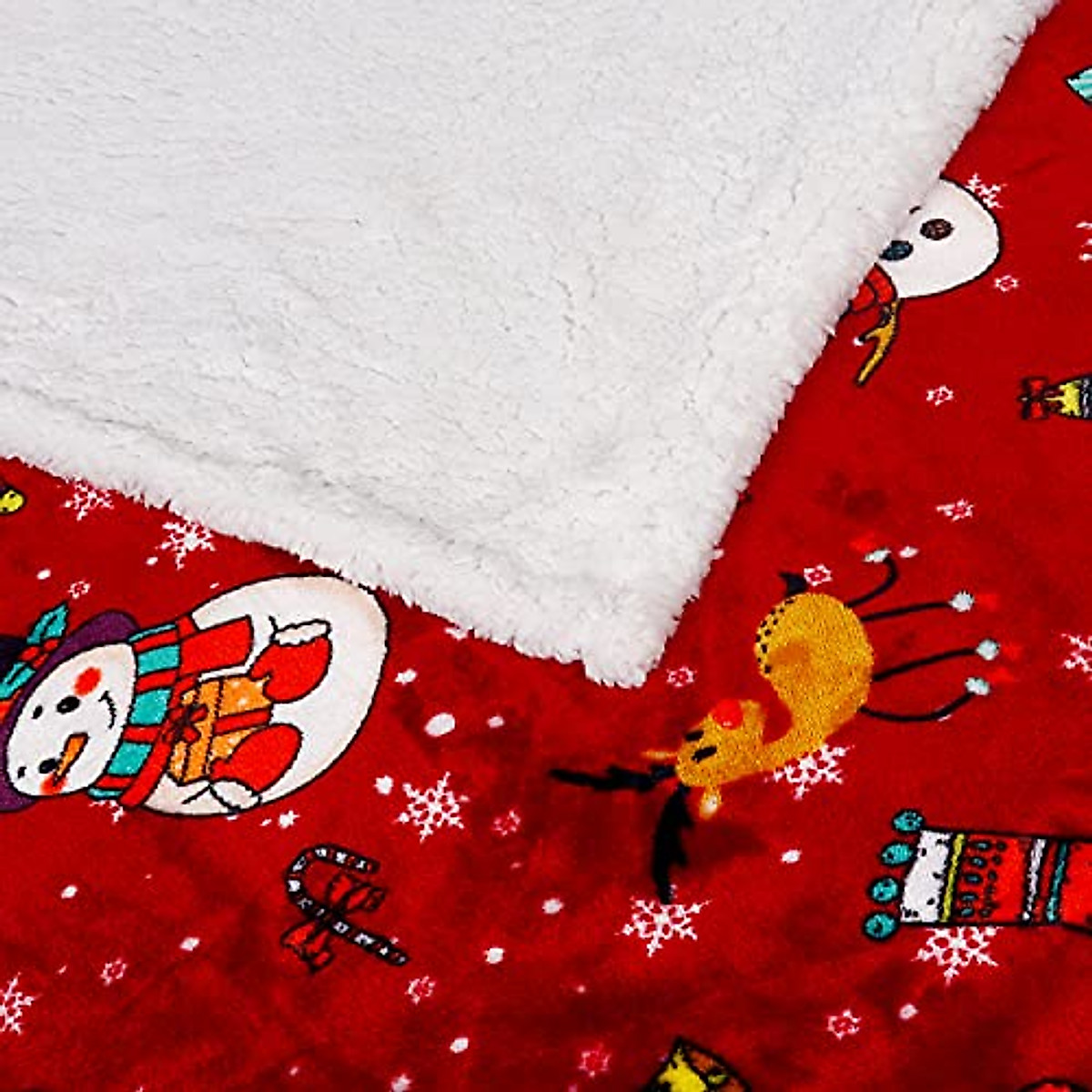 Christmas Blanket,Sherpa Blanket,Red Throw Blanket for Couch,Weighted Soft Fleece Blanket,Gift for Kids Women,Breathable, Comfortable, Anti-Pilling, Machine Washable|50'' X 60''