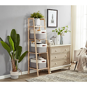 DECOMOMO Storage Bins Fabric Storage Baskets for Shelves, Linen Closet Organization Toys Nursery (Grey and White, XL - 3 Pack)