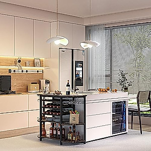 GEBAROW TV Stand for 75+ Inch TV, Entertainment Center with Adjustable Shelf, Rattan TV Console with 2 Storage Cabinets, Mid Century Modern TV Console Table for Living Room Bedroom (Black)