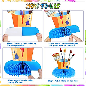 Gersoniel 9 Pieces Paint Party Decorations Art Honeycomb Centerpiece Paint Splatter Party Supplies for Art Painting Theme Birthday Party Baby Shower Decorations